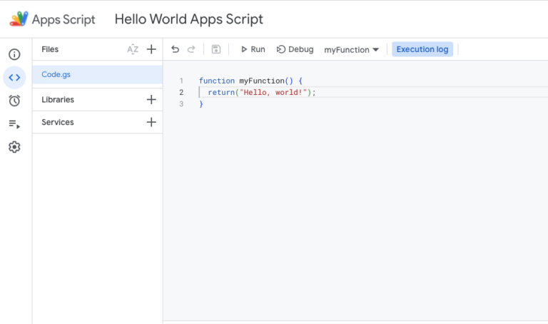 First Apps Script function – Apps Script